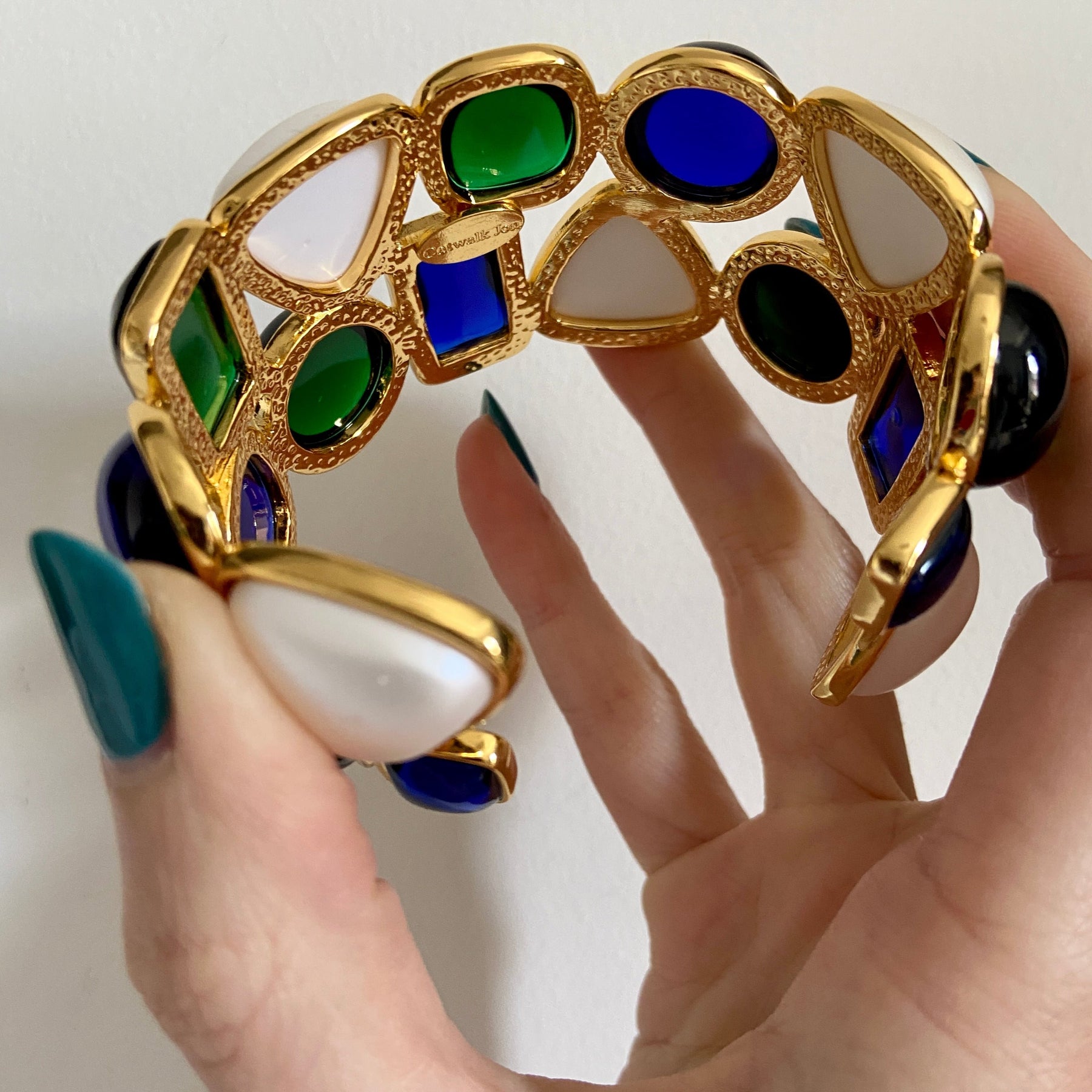 Gorgeous Resin Jewel and Pearl Cuff Bracelet